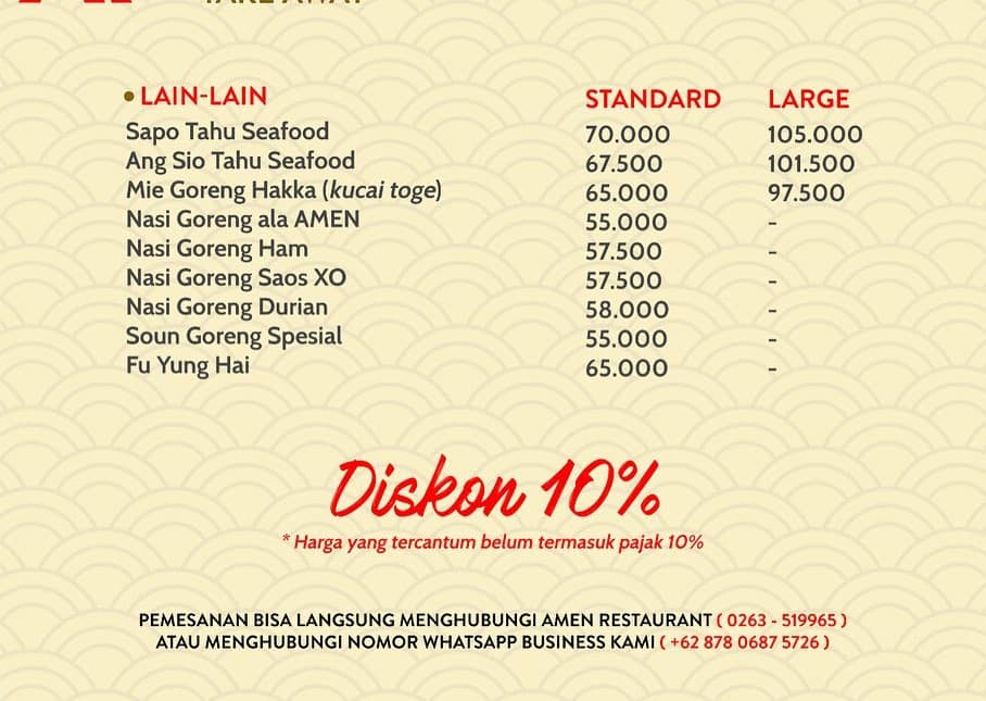 Menu at Amen Group Restaurant, Cipanas