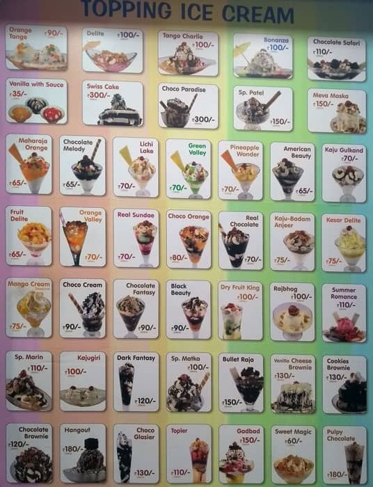 Menu of Patel Ice Cream Cafe, Airport Gandhinagar Highway, Gandhinagar