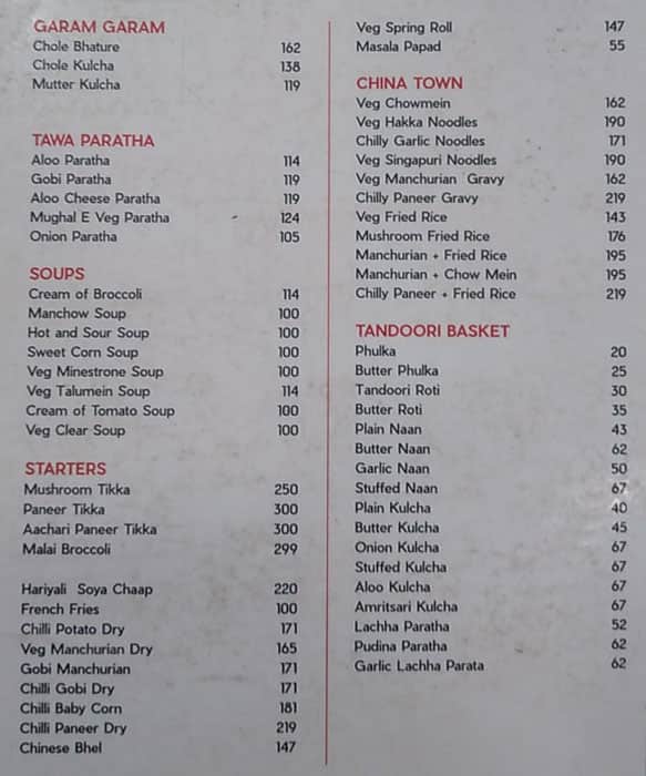 Menu of The Kesar Veg Restaurant & Sweets, Sarjapur Road, Bangalore