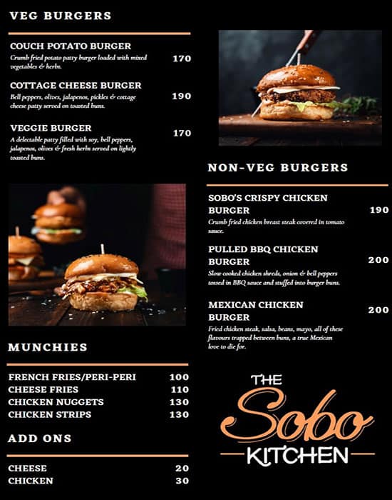 Menu of The Sobo Kitchen, Mahalaxmi, Mumbai