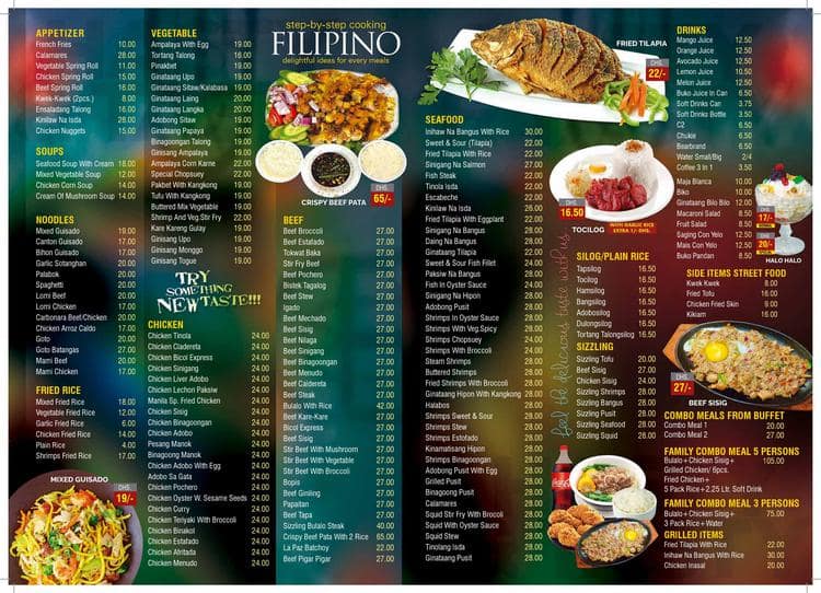Menu of Manila Pinoy Bakery, Najda, Abu Dhabi