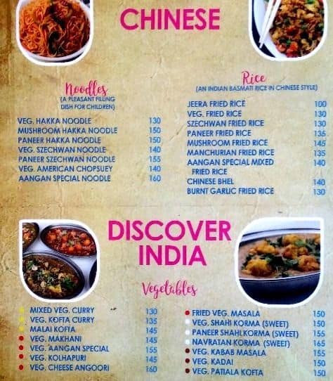 Menu at Aangan Restaurant and Cafeteria, Vadodara, 1 Basement
