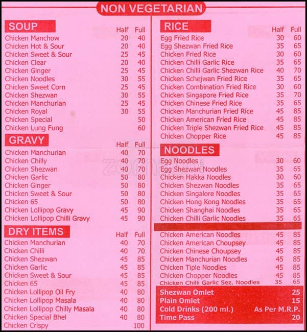 Menu at Green Chilli Fast Food Chinese Corner, Mumbai