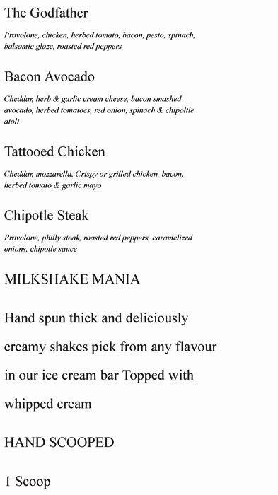 Menu at Melt Grilled Cheese restaurant, Mississauga, 154 Queen Street South