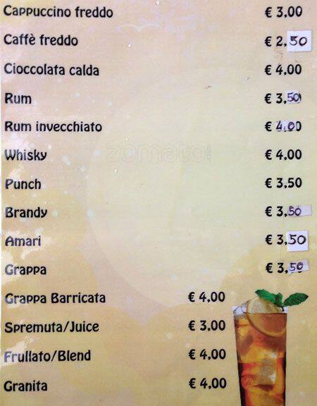 Speisekarte von Bar Tabacchi Pappagone di Francesconi Monica, ROM