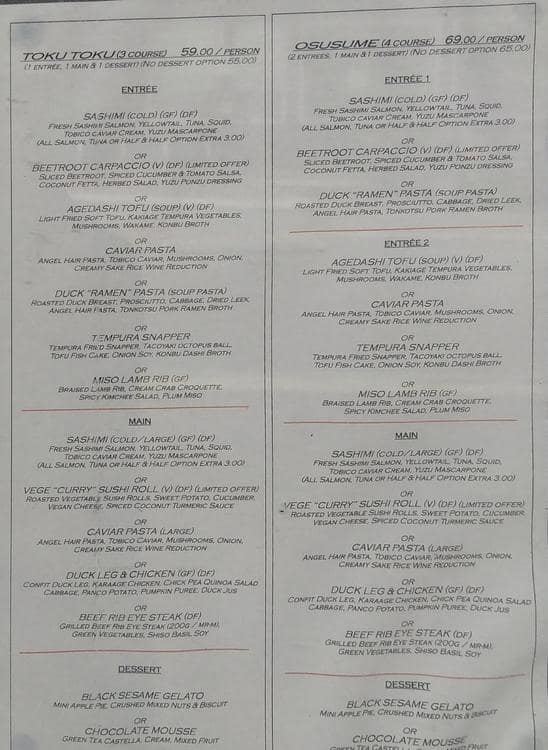 Menu at Nine Fine Food restaurant, Highgate