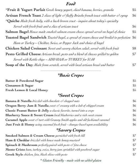 Silver Creek Coffee House Menu - Urbanspoon/Zomato