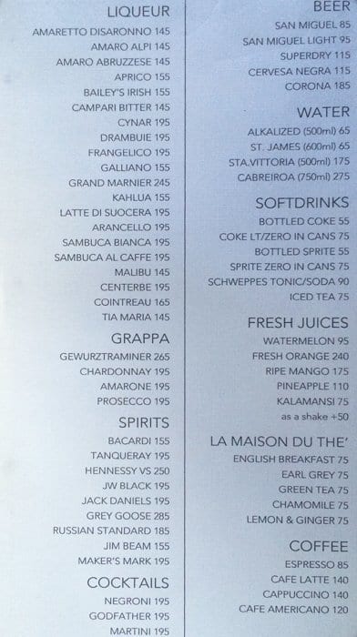 Menu at Tavolata restaurant, Mandaue City, Design Center of 6014