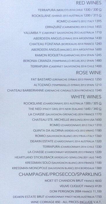 Menu at Tavolata restaurant, Cebu City, ayala center