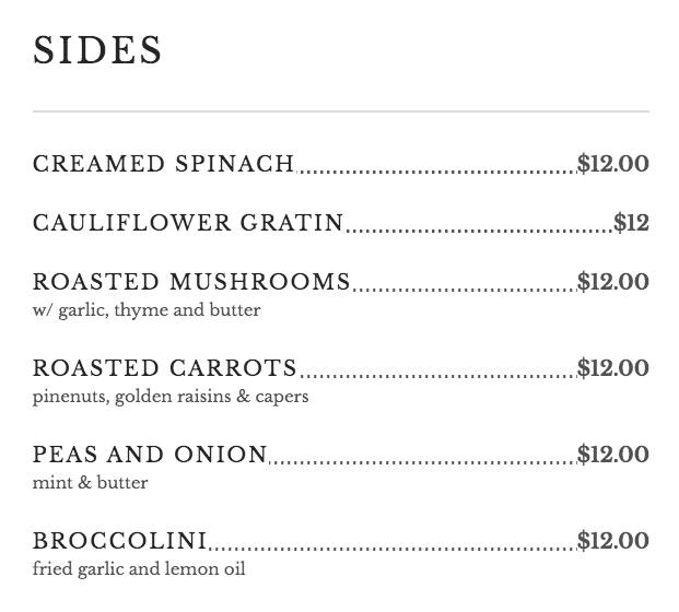 Menu at Walter's Steakhouse and Wine Bar, Brisbane City