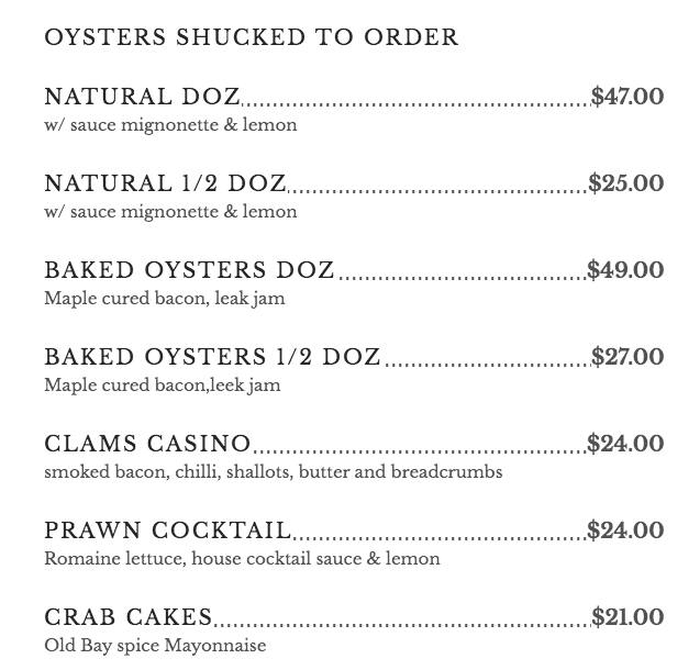 Menu at Walter's Steakhouse and Wine Bar, Brisbane City