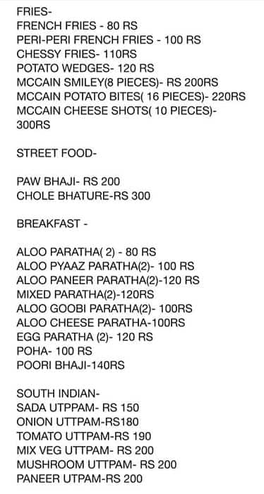Menu of Tara Restaurant, Pratap Nagar, Jaipur