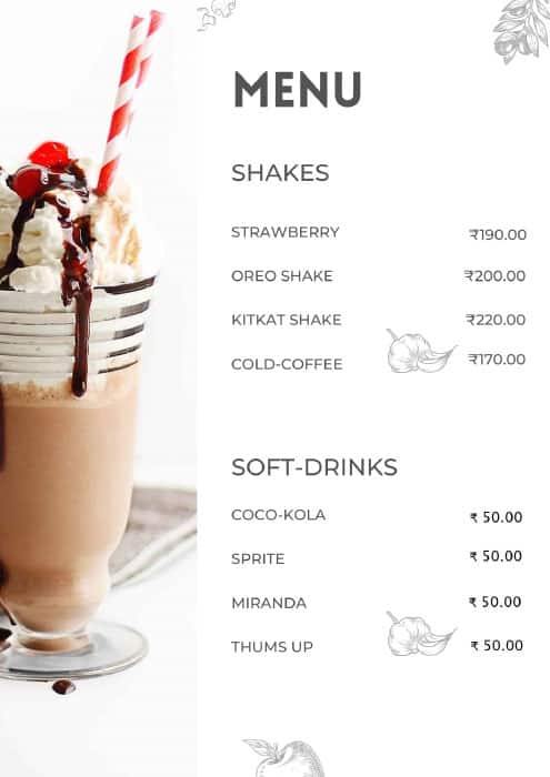 Menu at Food O' Clock, Kota