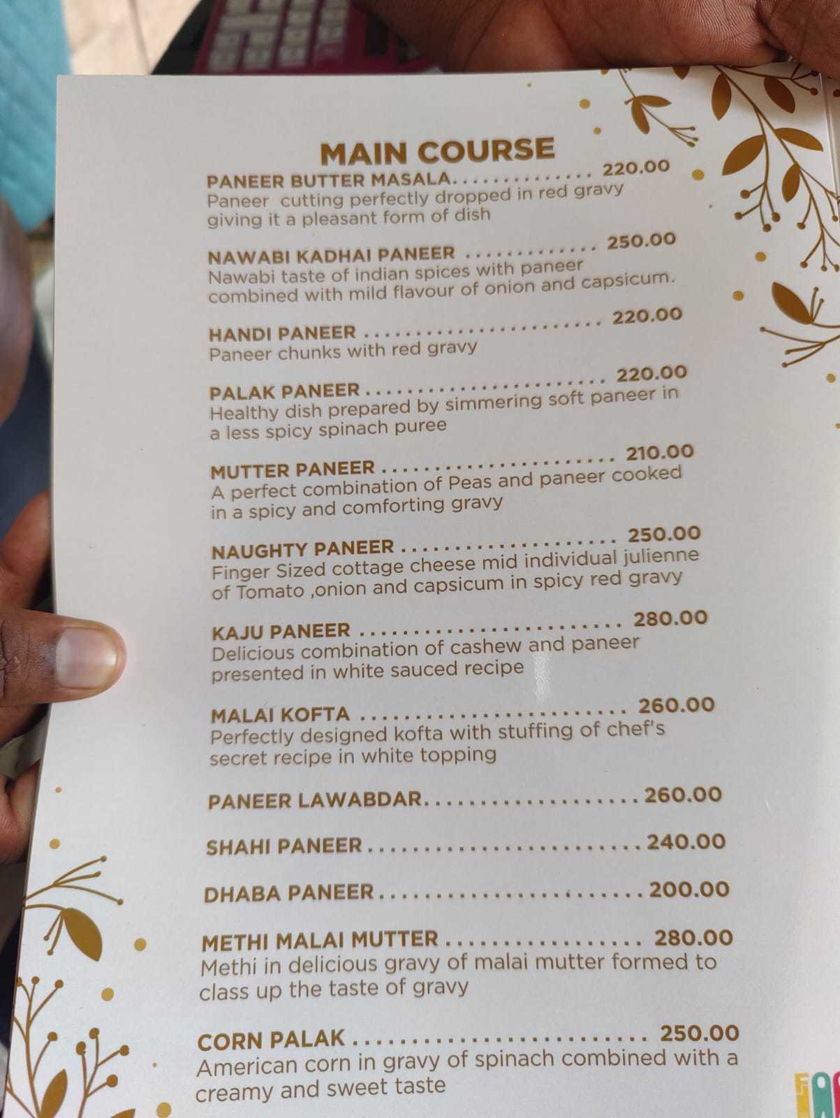 Menu at Food O' Clock, Kota