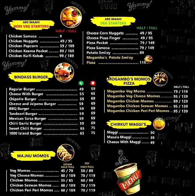 Menu of Mogambo Cafe Day, Ghansoli, Navi Mumbai