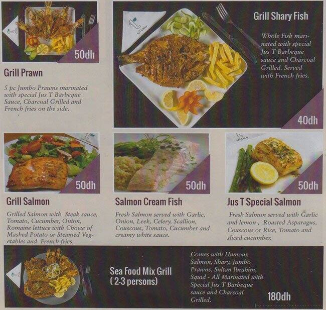 Menu at Jus T Cafe, Dubai