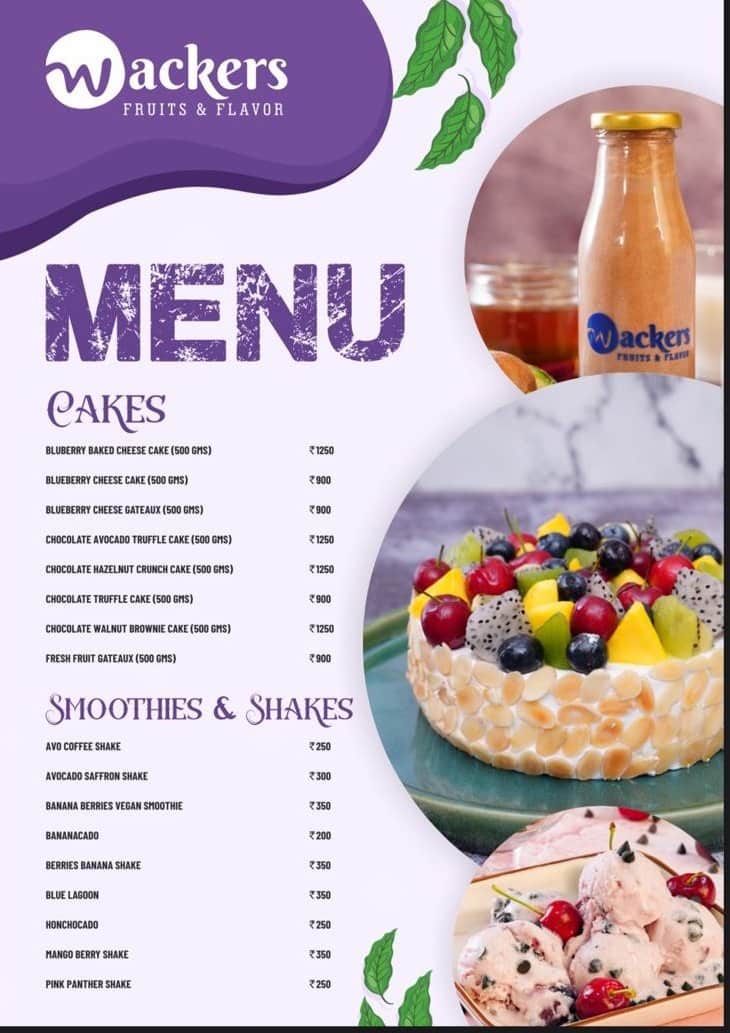 Menu of Wackers - Fruits & Flavours, Sector 66, Gurgaon