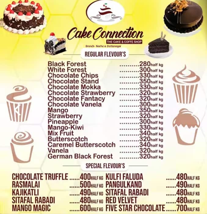 Menu of Cake Connection, Narhe, Pune