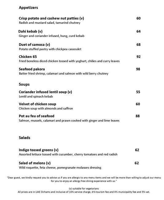 Indigo - Beach Rotana Menu, Menu for Indigo - Beach Rotana, Tourist ...