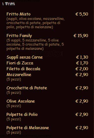 Menu da Yam Yam pizzeria, Roma
