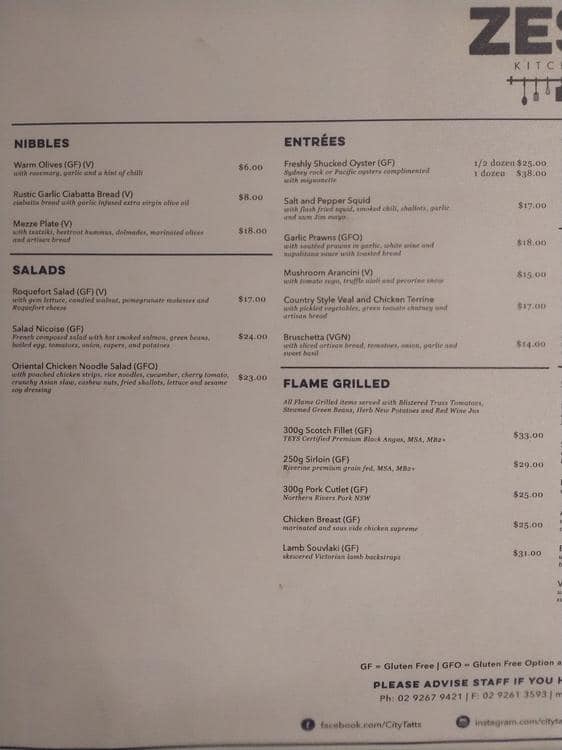 Menu at Lime Bar, Sydney, City Tattersalls Club