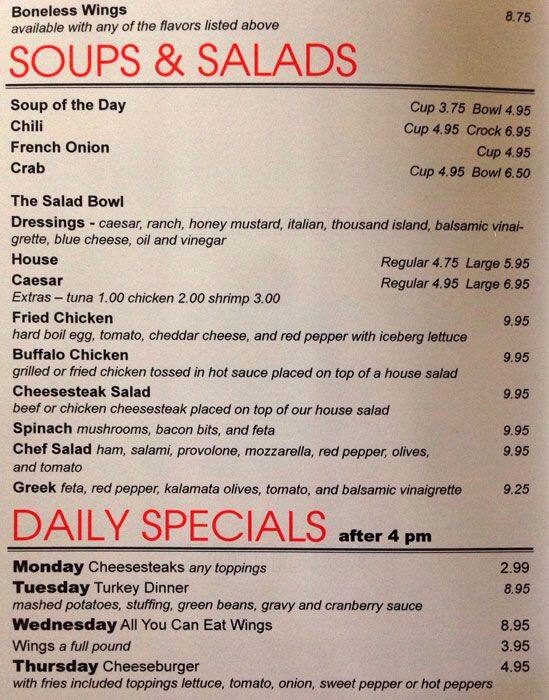 Menu at Skyline Tavern & Restaurant, Chalfont