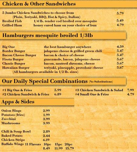 Menu at Original Hamburger Works pub & bar, Phoenix