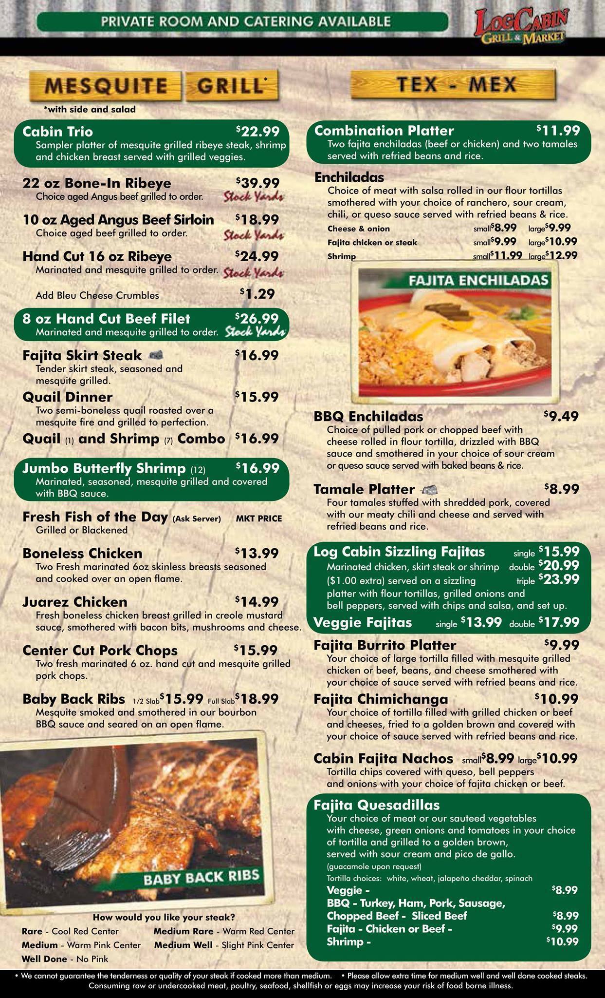 Menu at Log Cabin Grill & Market BBQ, Ruston