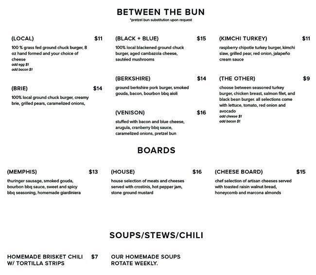 Menu at Barrel + Rye, Geneva