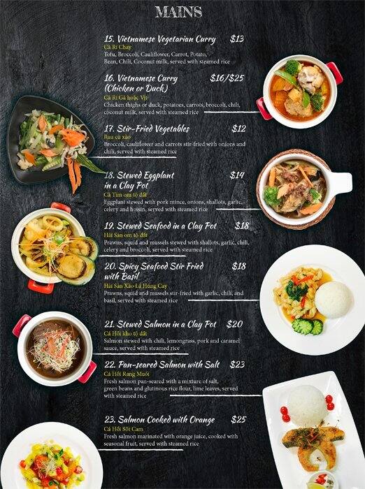 Menu at Good Morning Vietnam restaurant, Palmerston North