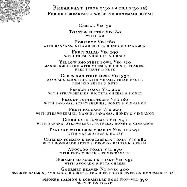 Menu at Cinnamon, Margao, Benaulim Beach Rd