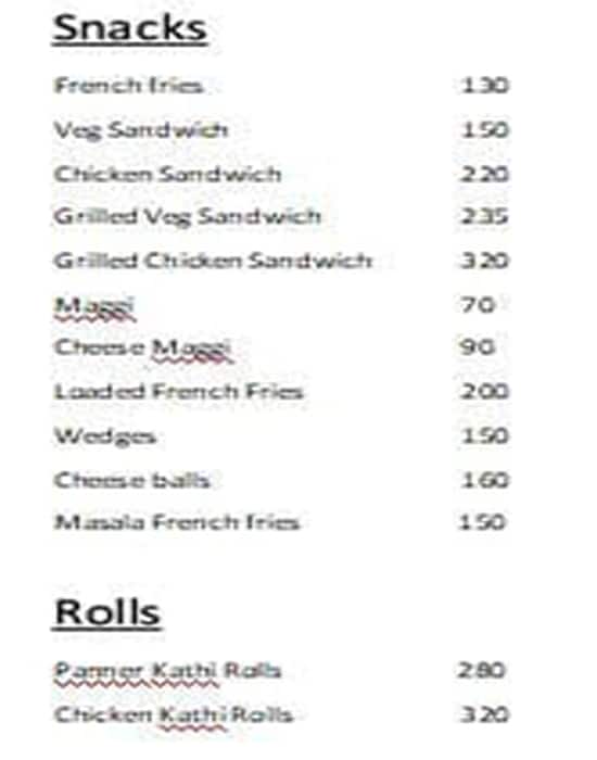 Menu of Mint Cafe, Vagator, Goa