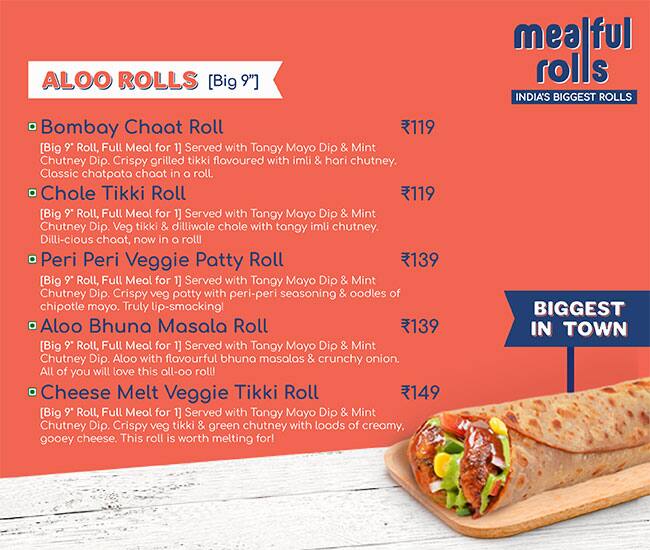 Menu of Gabbar Rolls - India's Biggest Rolls, Mulund West, Mumbai
