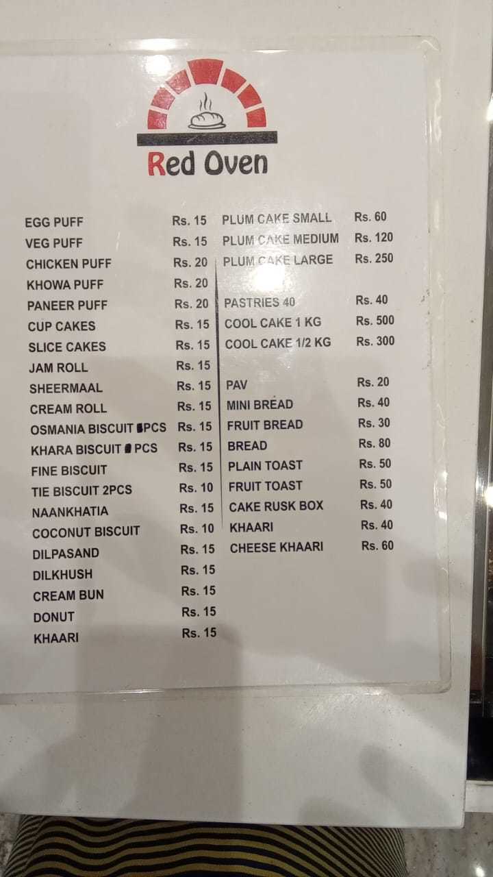 Menu at Red Oven Bakers, Hyderabad