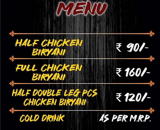 Menu of The Biryani House, Shekhpur, Lucknow