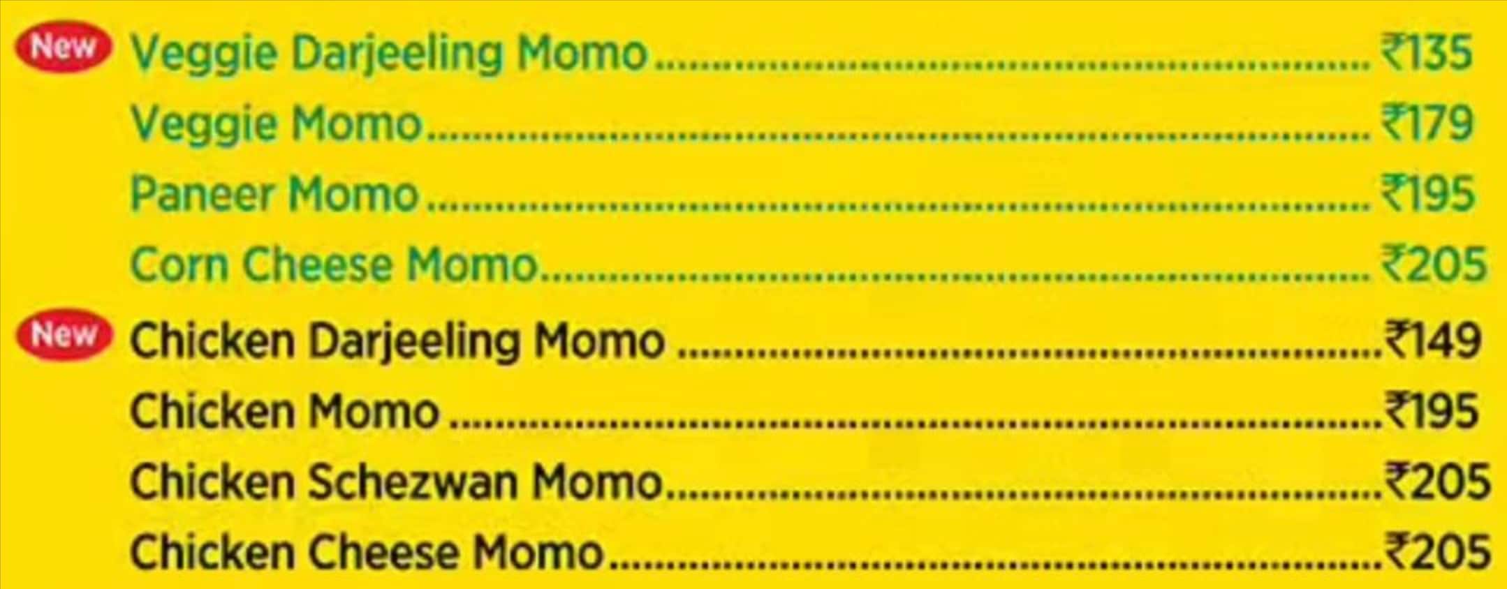 Menu of Wow! China, Panaji, Goa