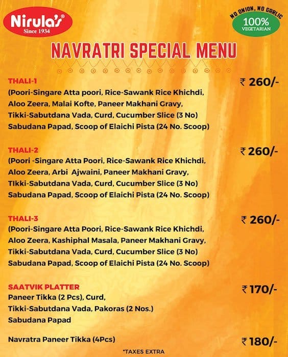 Menu at Nirula's, New Delhi, RCK-02