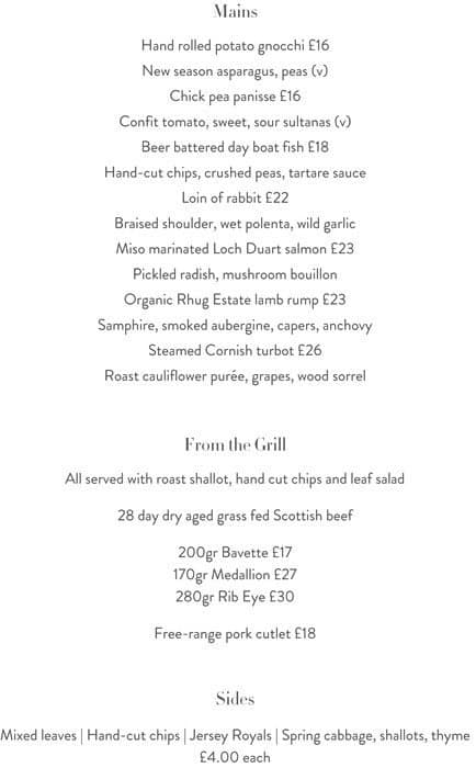 Menu at Indigo at One Aldwych Restaurant, London