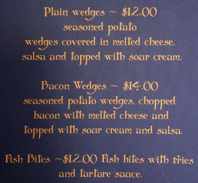 Menu at Tactics Sports Bar, Auckland