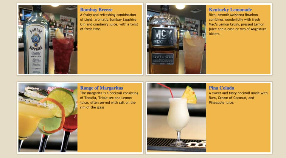 Menu at Tactics Sports Bar, Auckland