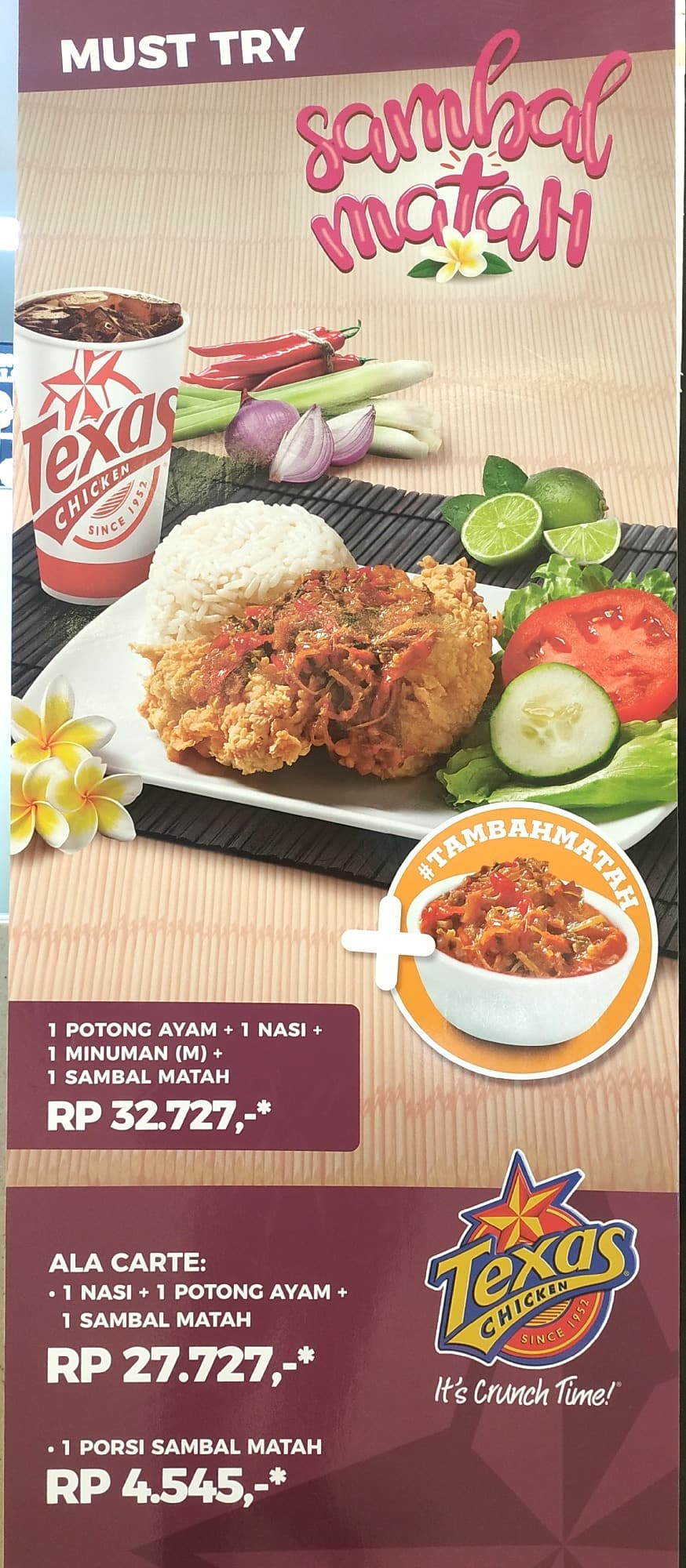 Menu at Texas Chicken restaurant, East Jakarta, Mall Bassura Lantai 1