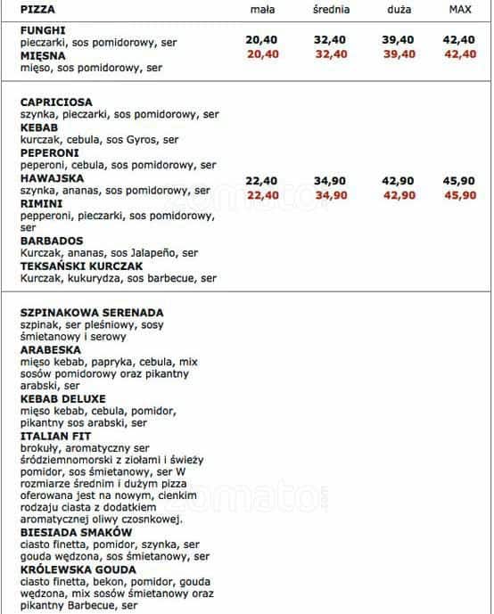Menu at Telepizza - pizza Szczecin pizzeria, Szczecin, Zaranie 9