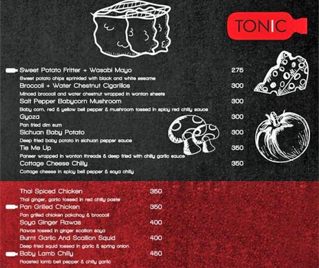 Menu at Tonic, Mumbai