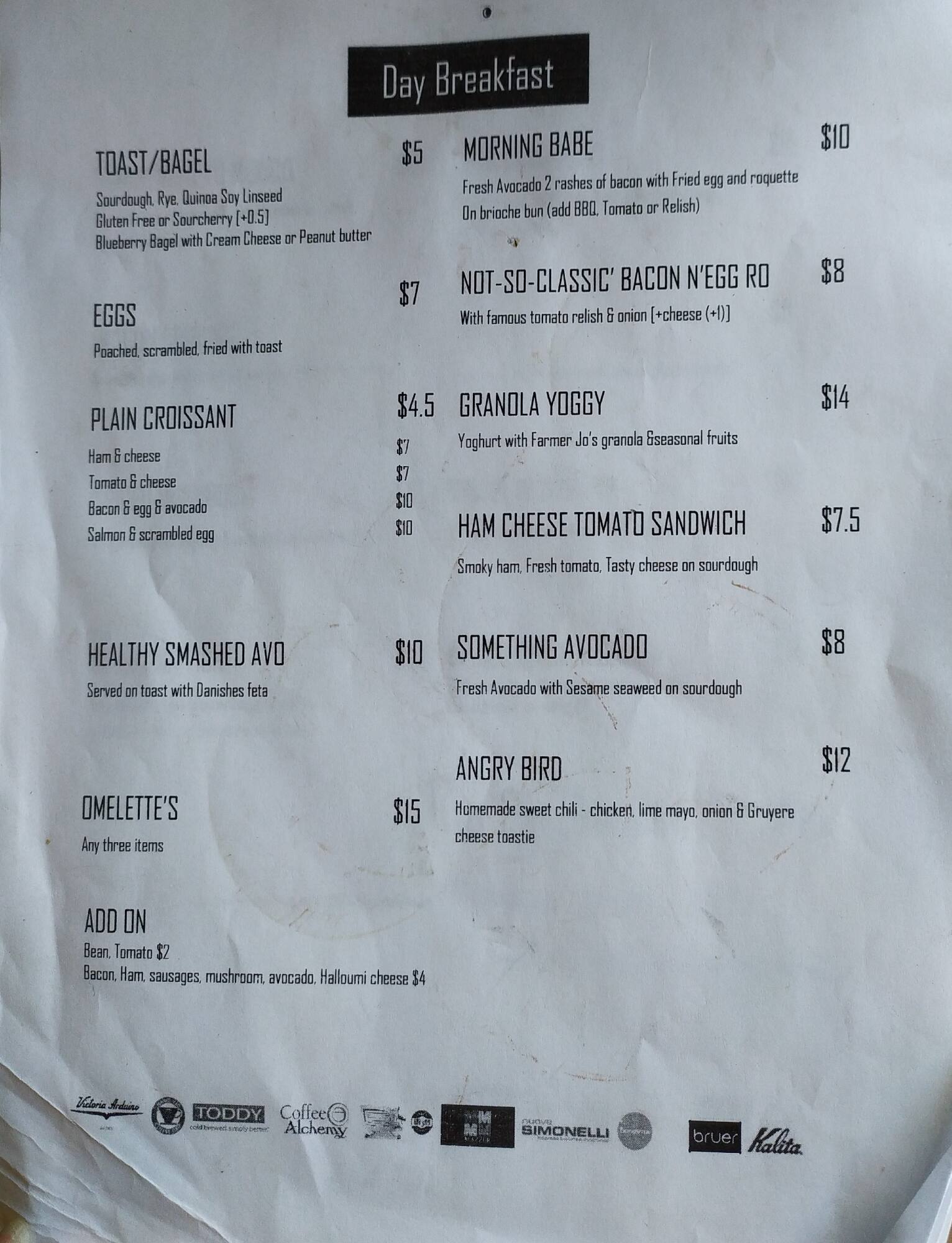 Menu at Brewing Now cafe, Kingsford