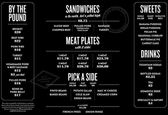 Menu at Killen's Barbecue, Pearland