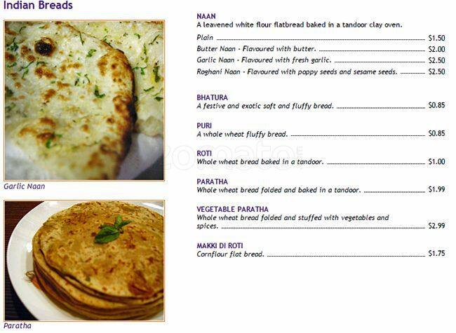 Menu at Sweet India restaurant, Mississauga