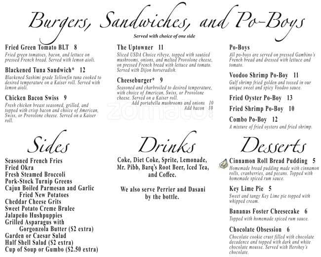 Menu at Half Shell Oyster House restaurant, Flowood