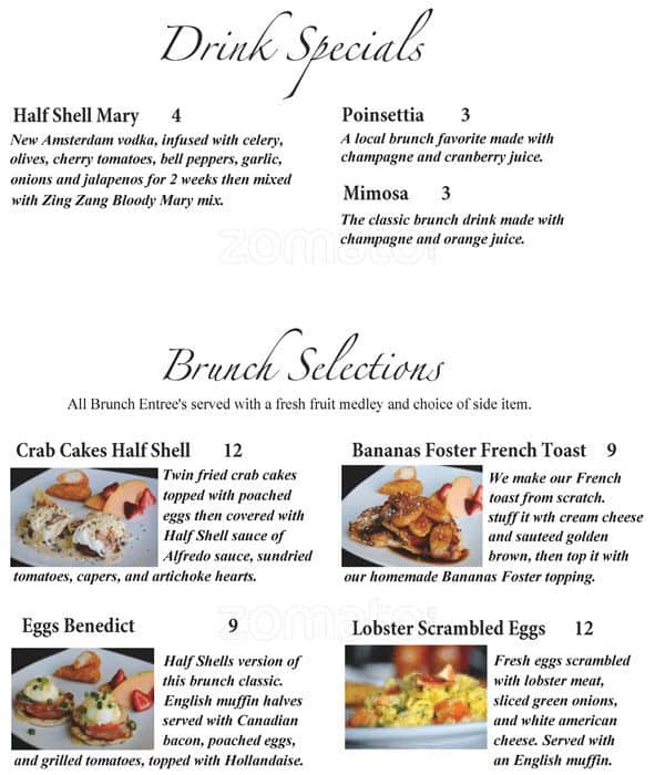 Menu at Half Shell Oyster House restaurant, Flowood