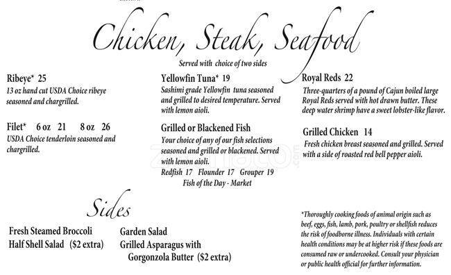 Menu at Half Shell Oyster House restaurant, Flowood