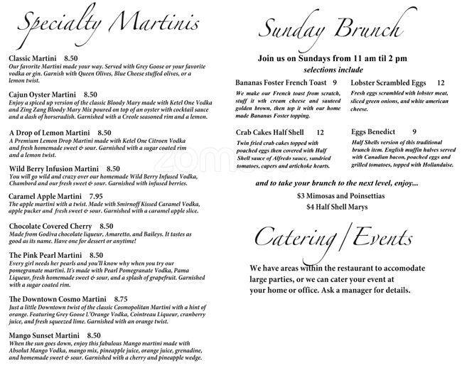 Menu at Half Shell Oyster House restaurant, Flowood